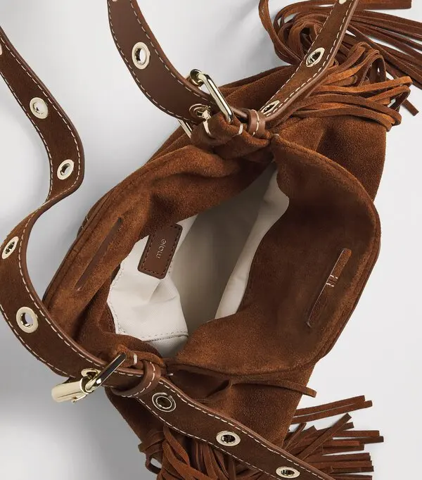 Maje Mini Suede Miss M Shoulder Bag - Brown