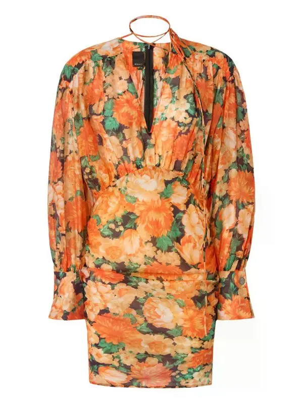 Pinko Floral V-neck Mini Dress
