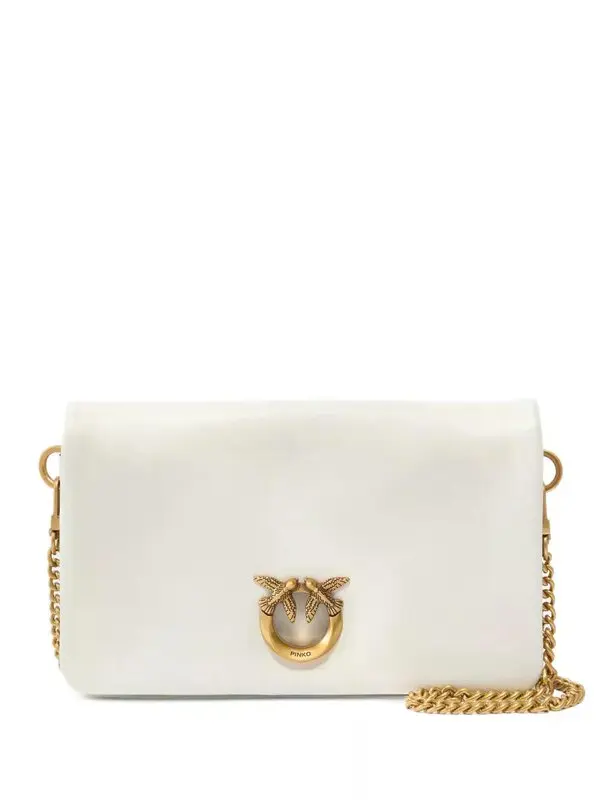 Pinko Love Bag Click Soft Horizontal Mini Crossbody Clutch In Leather - White