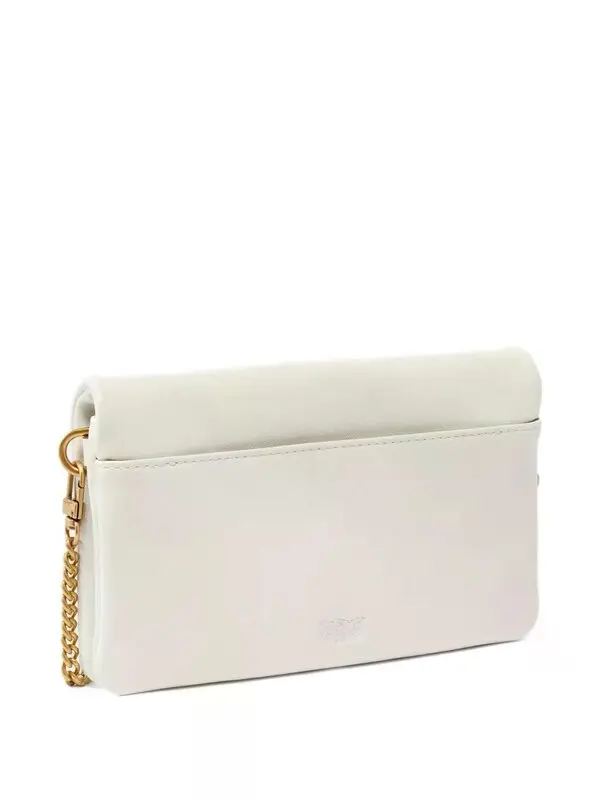 Pinko Love Bag Click Soft Horizontal Mini Crossbody Clutch In Leather - White