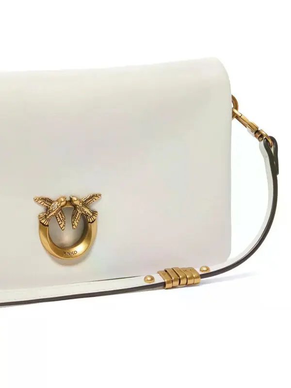 Pinko Love Bag Click Soft Horizontal Mini Crossbody Clutch In Leather - White