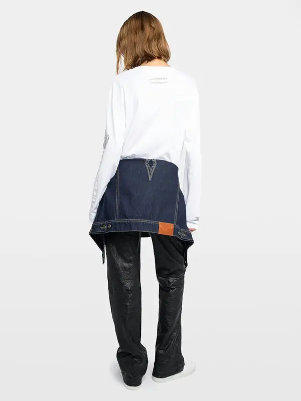 Zadig&Voltaire 100% Cotton Rhinestone Embellished Long Sleeve T-shirt