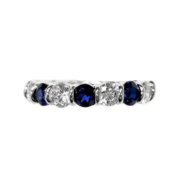FANTASIA BY DESERIO Sapphire And Simulated Diamond Eternity Ring - White Gold