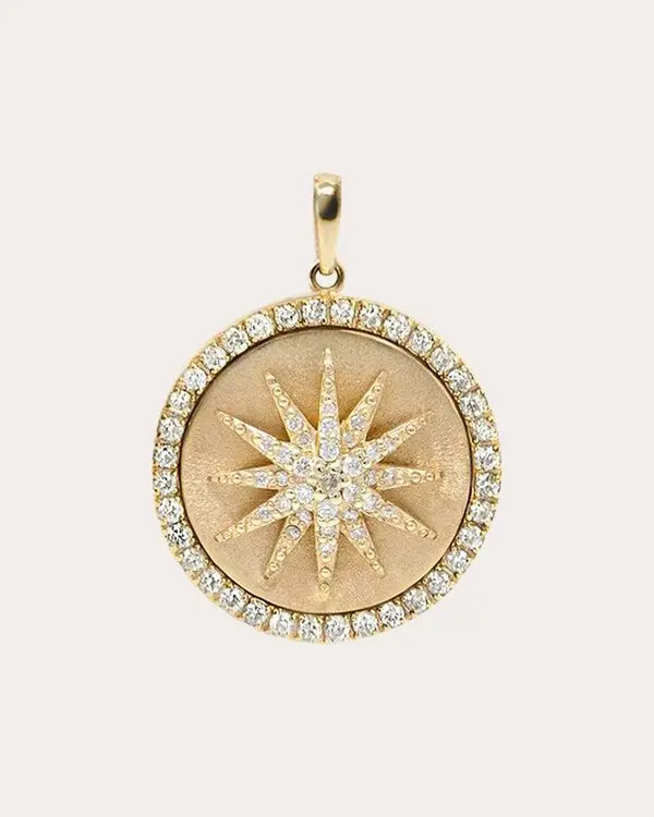 Anzie Diamond Aztec Royale Starburst Medallion - Gold