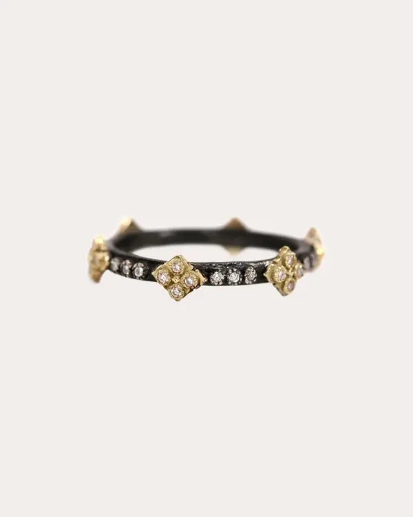 Armenta Diamond And Blackened Two-tone Crivelli Band Ring - Silver