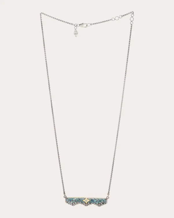 Armenta Aquamarine & Diamond Crivelli Bar Necklace - Blue