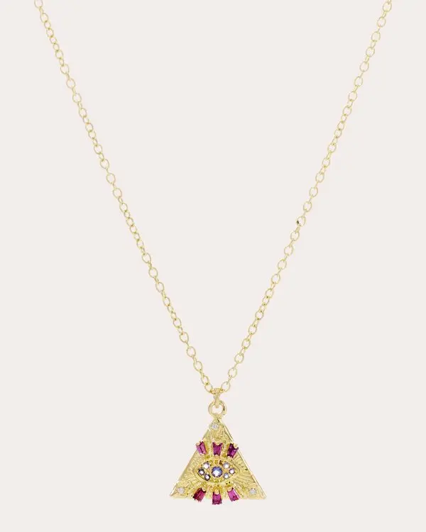Armenta Rhodolite, Iolite And Diamond Evil Eye Pendant Necklace - Gold
