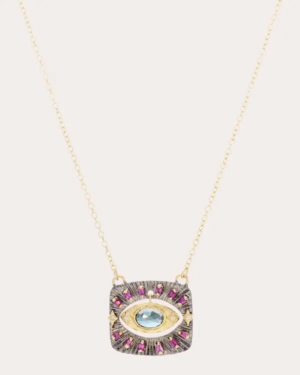 Armenta Topaz And Iolite Evil Eye Pendant Necklace - Grey