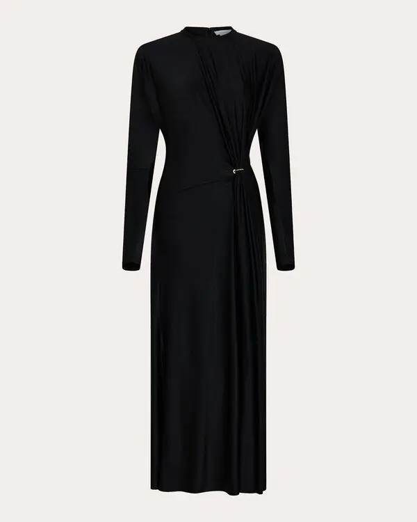 Rabanne Ruched Jersey Midi Dress - Black
