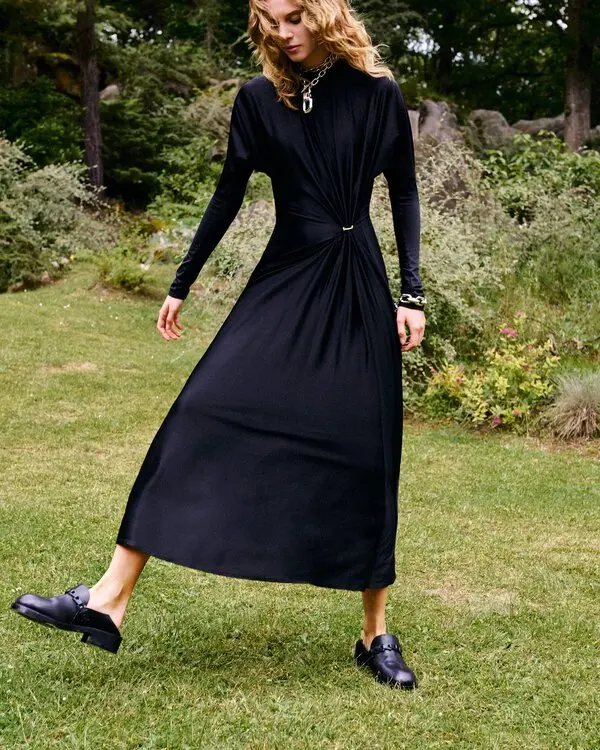 Rabanne Ruched Jersey Midi Dress - Black