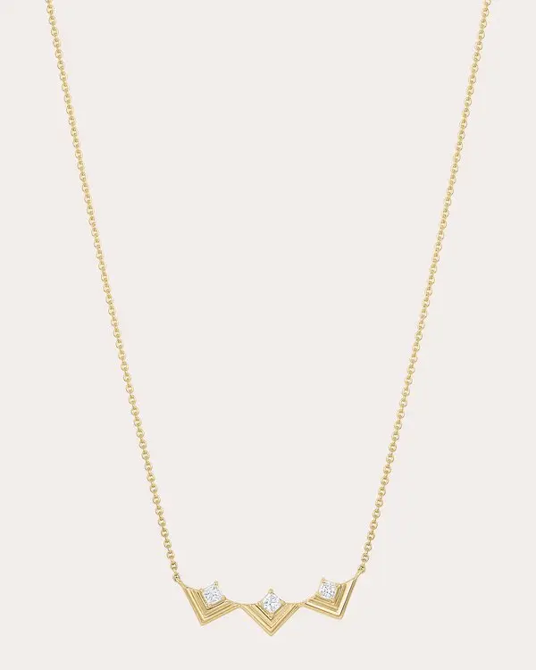 PARKFORD Diamond And 14k Gold Mini Frame Pendant Necklace - Pink