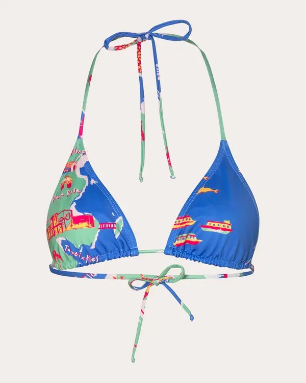 VERDELIMON Moa Printed Triangle Bikini Top - Careyes