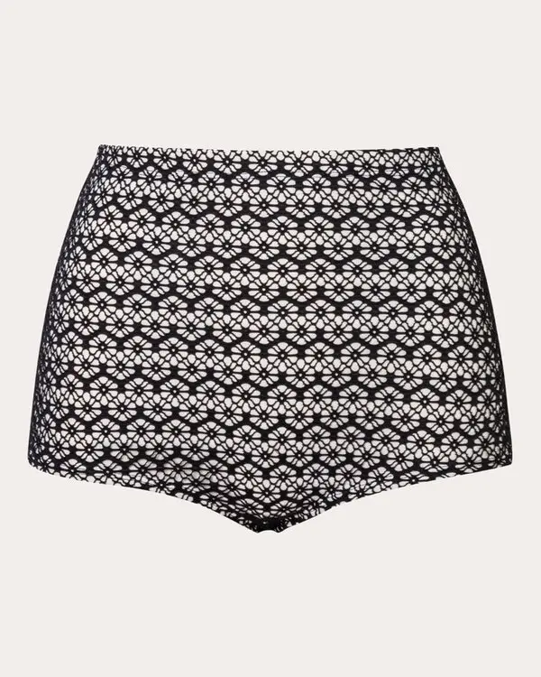 VERDELIMON Jane Floral Mesh Boyshort Bikini Brief - Black