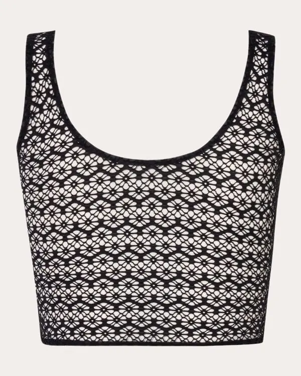VERDELIMON Sandro Floral Mesh Bikini Top - Black