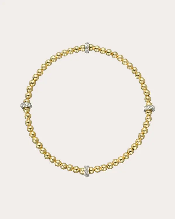 ZOE LEV 14k Two-tone Diamond Bead Bracelet - Gold