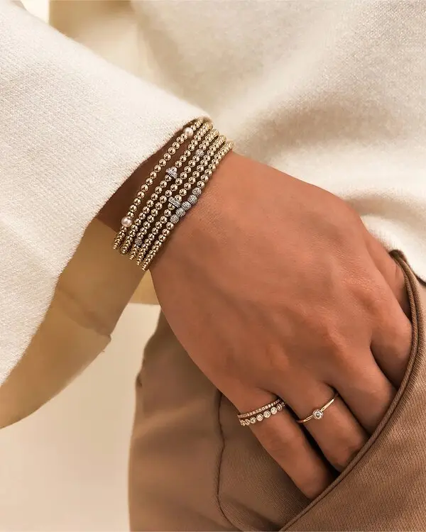 ZOE LEV Diamond And 14k Beaded Bracelet