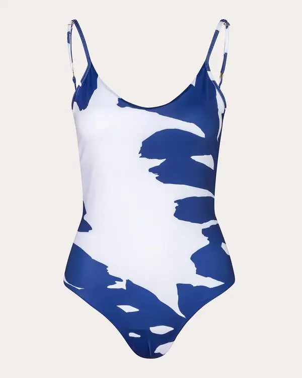 VERDELIMON Tulum Palms Scoop-back One-piece - Blue