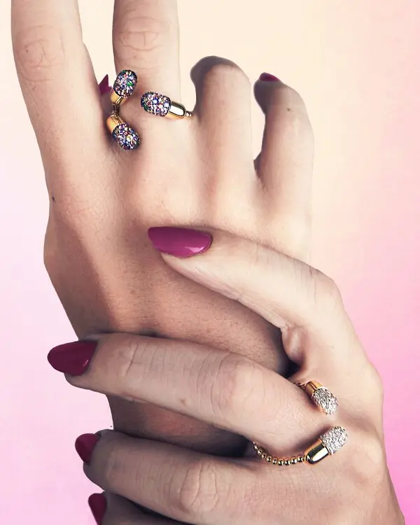 ELIOR Rainbow Sapphire And Diamond Triple Pill Ring - Multicolor