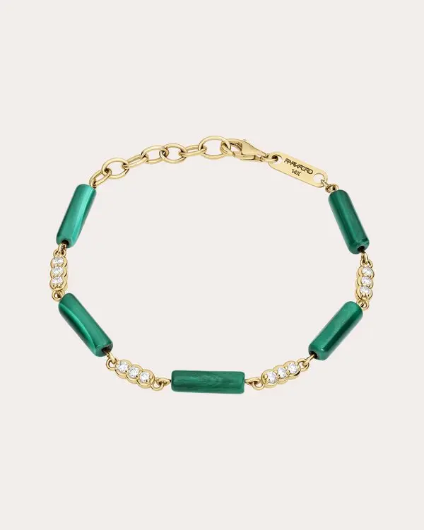 PARKFORD Malachite And Diamond 14k Gold Bracelet - Green