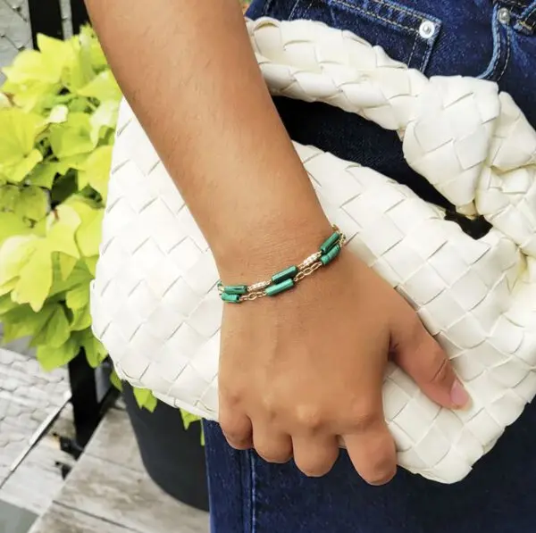 PARKFORD Malachite And Diamond 14k Gold Bracelet
