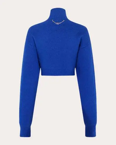 Rabanne Chain-embellished Cropped Brushed-wool Sweater