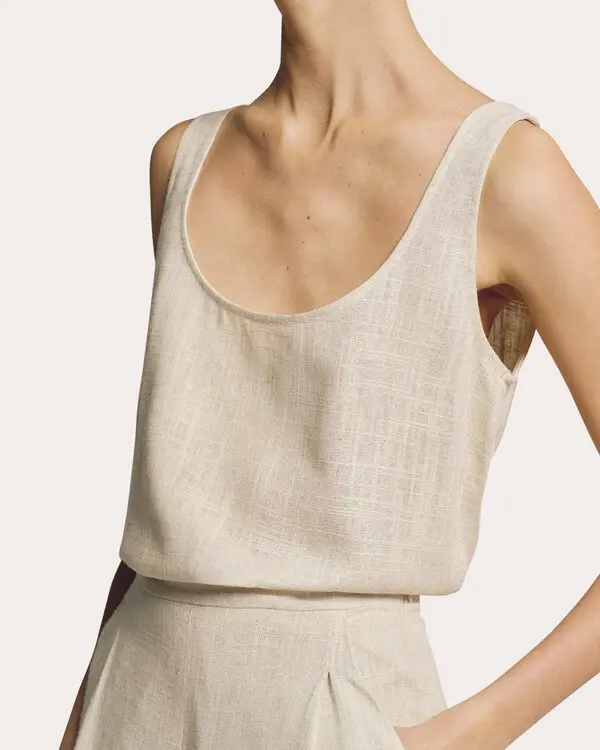 SEV Linen-viscose Scoop Neck Tank Top - Neutral