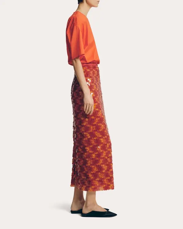 SEV Sequin Paillette Embellished Midi Skirt