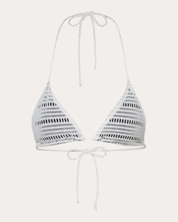 VERDELIMON Moa Geometric Mesh Halterneck Bikini Top - White