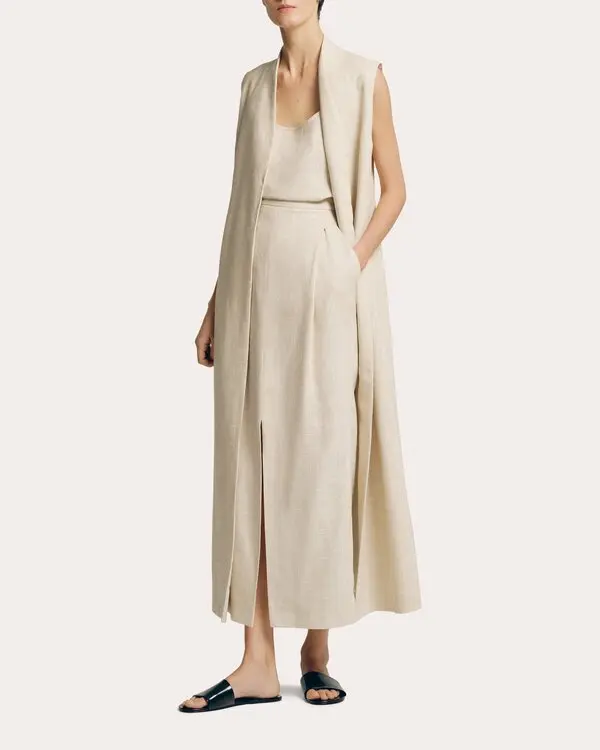 SEV Linen Shawl Collar Long Vest