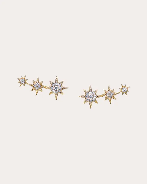 Anzie Diamond Aztec Michelle North Star Trio Stud Earrings - Gold