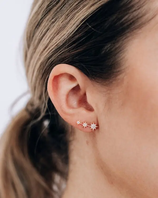 Anzie Diamond Aztec Michelle North Star Trio Stud Earrings