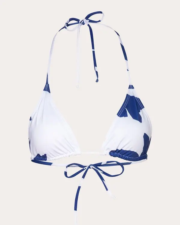 VERDELIMON Moa Palms Triangle Bikini Top - Blue