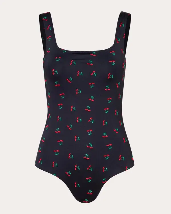 VERDELIMON Antoinette Embroidered Swimsuit - Black