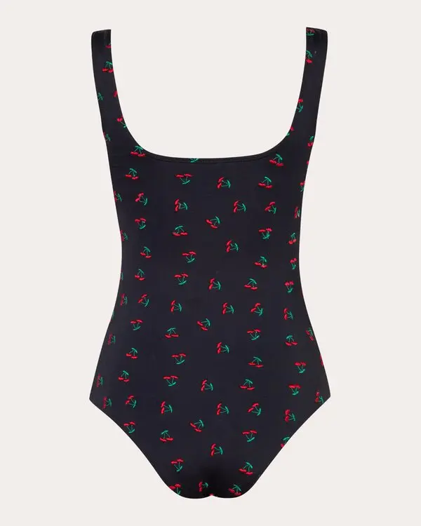 VERDELIMON Antoinette Embroidered Cherry One-piece - Black