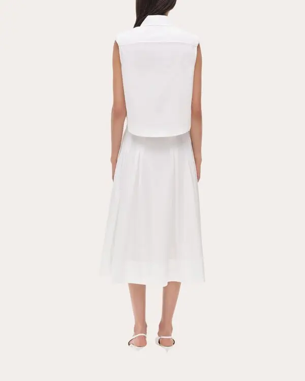 Simkhai Winslow Poplin Cropped Sleeveless Shirt - White