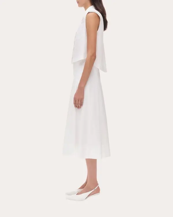 Simkhai Winslow Poplin Cropped Sleeveless Shirt - White