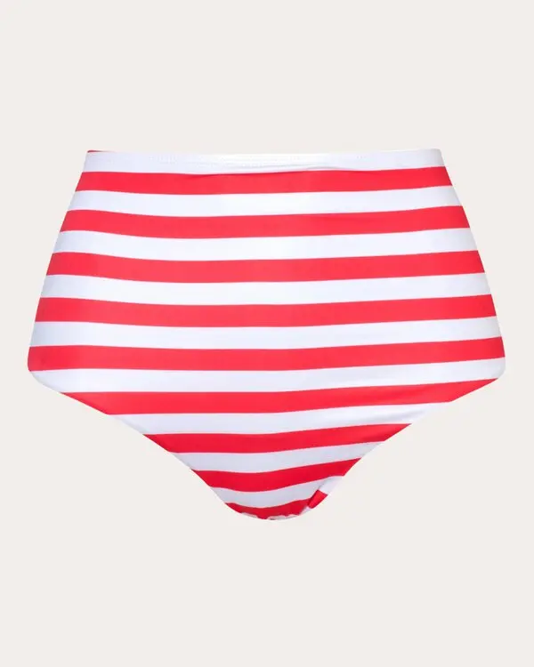 VERDELIMON Banes Striped High-rise Bikini Brief - Red