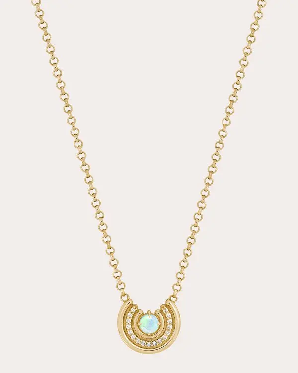 PARKFORD Opal & Diamond Revival Row Pendant Necklace - White