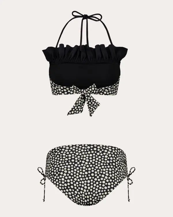 GIRLSMUSTHAVE Sasha Polka Dot Ruffle Halter Bikini Top