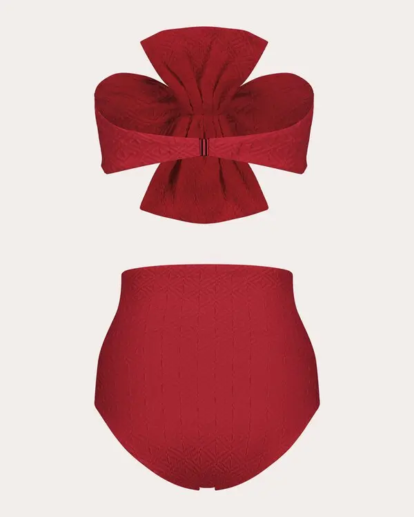 GIRLSMUSTHAVE Ara Jacquard High-waist Bikini Bottoms