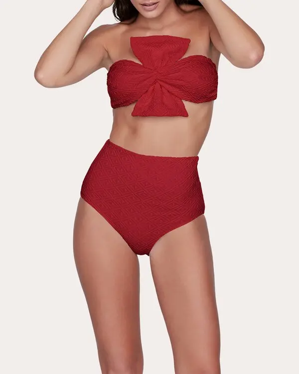 GIRLSMUSTHAVE Ara Jacquard High-waist Bikini Bottoms