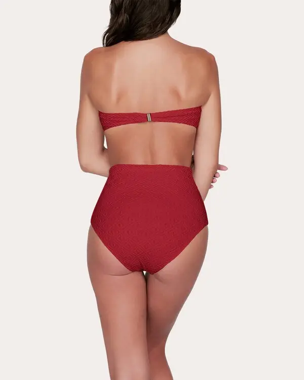GIRLSMUSTHAVE Ara Jacquard High-waist Bikini Bottoms