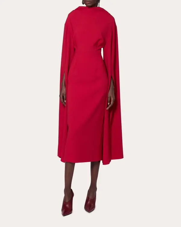 ROKSANDA Nour Crepe Cape-sleeve Midi Dress