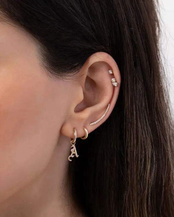 ZOE LEV Diamond And 14k Curved Ear Climber