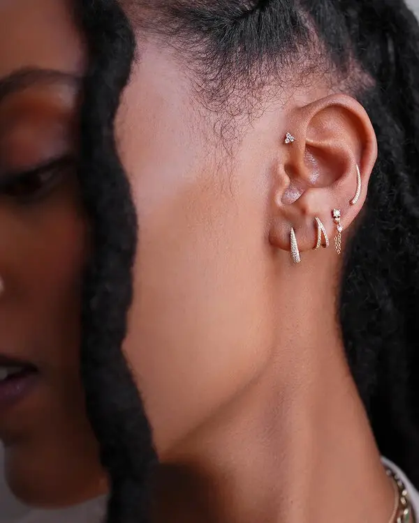 ZOE LEV Diamond And 14k Curved Ear Climber