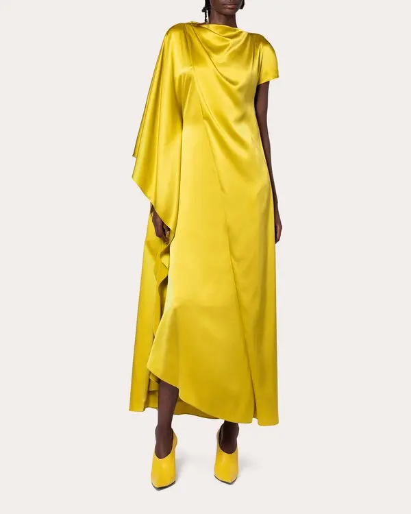 ROKSANDA Hiba Silk Asymmetric Cape Midi Dress - Yellow
