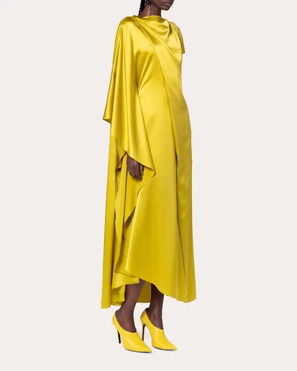 ROKSANDA Hiba Silk Asymmetric Cape Midi Dress - Yellow
