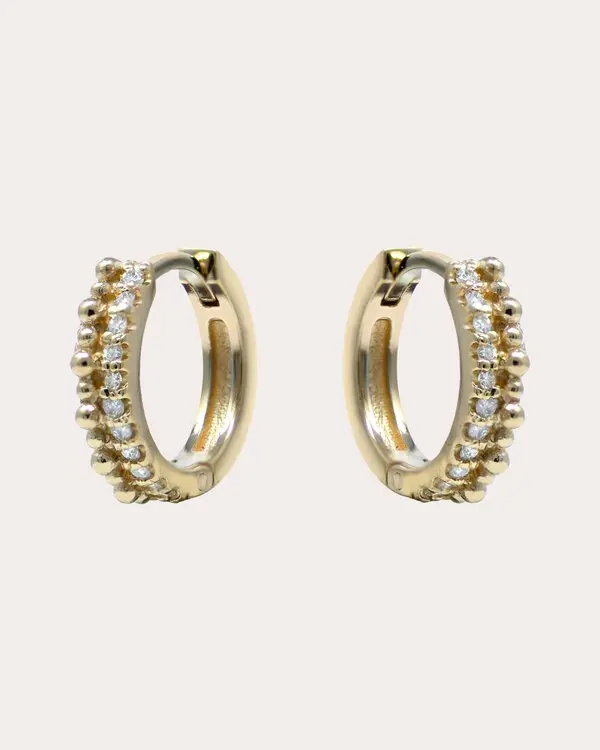 Anzie Diamond Dew Drop Pavé Double Huggie Earrings - Gold