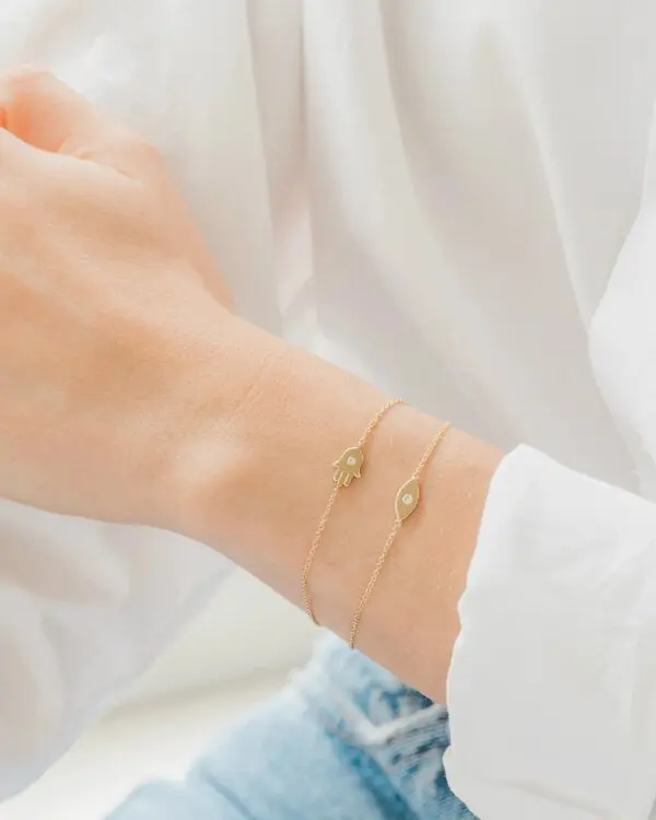 ZOE LEV Diamond And 14k Evil Eye Charm Bracelet