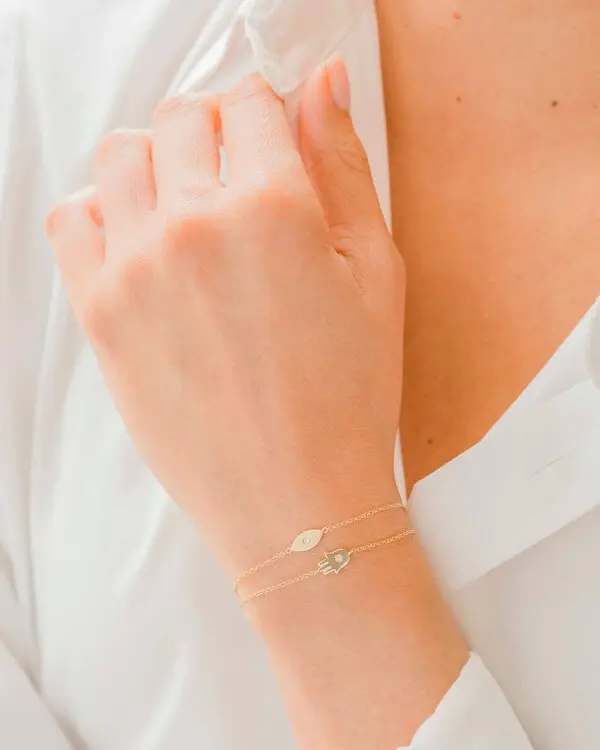 ZOE LEV Diamond And 14k Evil Eye Charm Bracelet